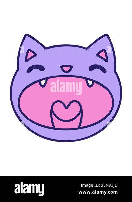 shine light effect animation of cartoon of a cat yawning or maybe ...