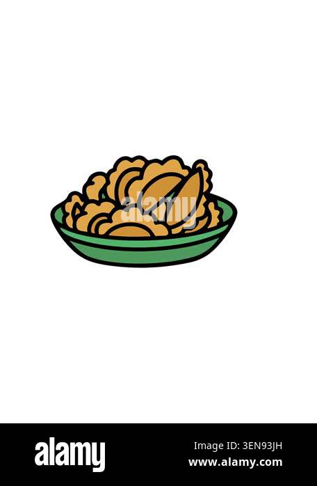 horizontally vibrating animation of cartoon of a traditional fried ...