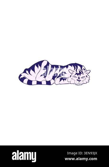 popping motion animation of cartoon resting tiger Stock Video Footage ...