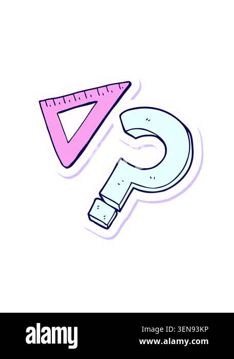 neon light effect animation of sticker of a cartoon set square Stock ...