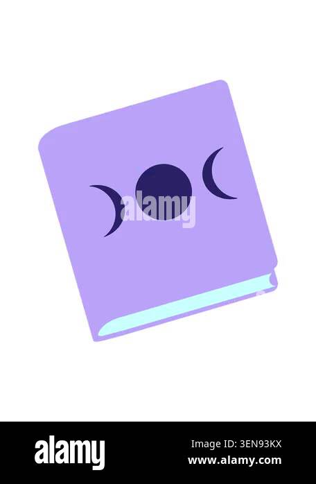Vertical video showing animated book cover with a triple moon symbol ...