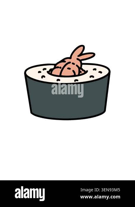 rise and float animation of traditional japanese sushi rolled with ...