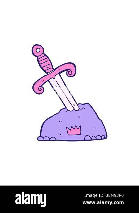 spinning motion animation of cartoon sword in stone Stock Video Footage ...