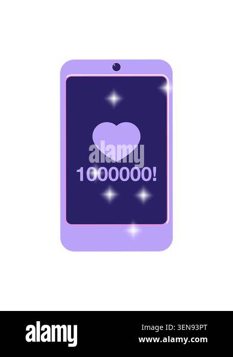 glitter effect animation of mobile phone screen showing 1000000 likes ...