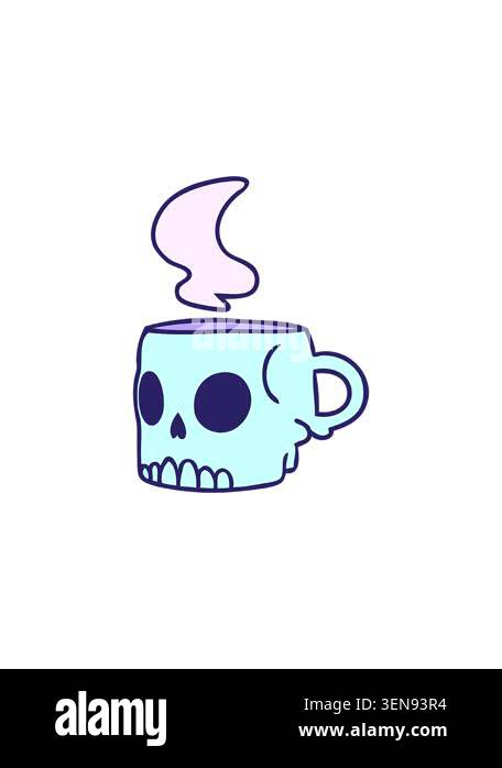 radioactive glowing animation of hand drawn cartoon doodle of a skull ...