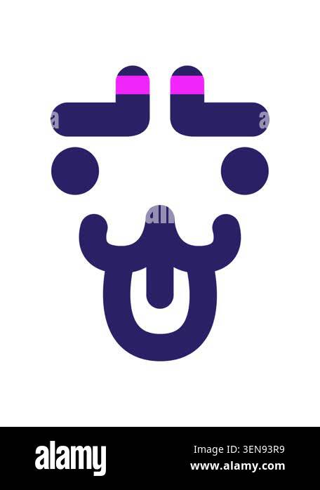 power up animation of cute big eyebrows animal face icon Stock Video ...