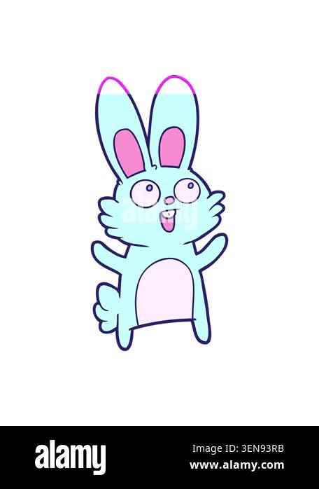 power up animation of happy cartoon of rabbit Stock Video Footage - Alamy