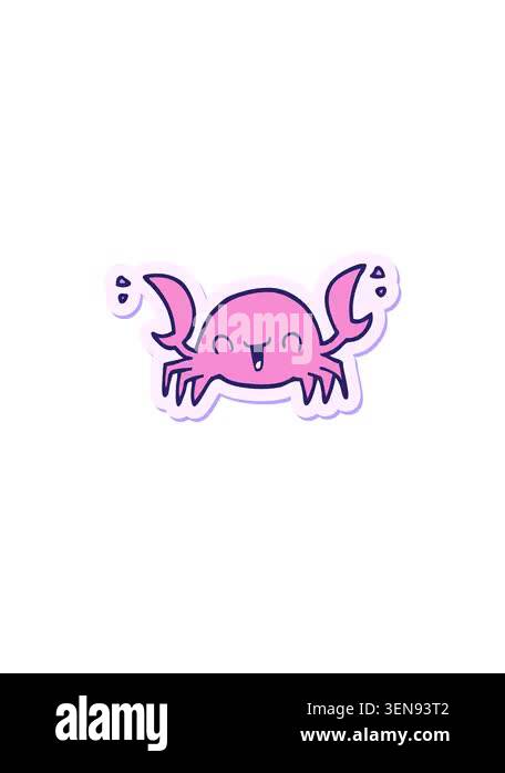 flashy sales animation of sticker of a cartoon crab Stock Video Footage ...