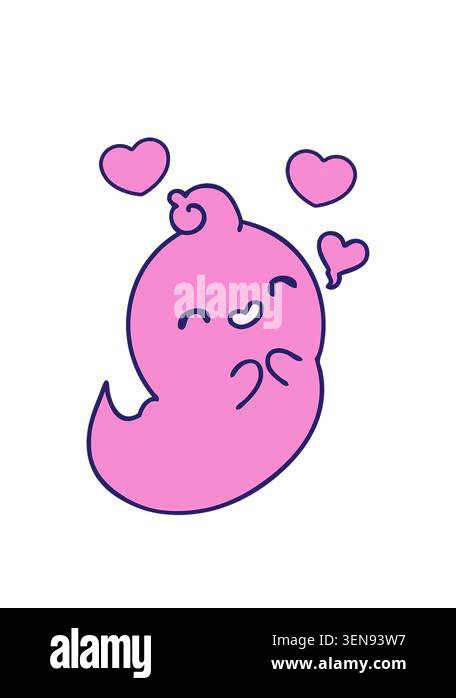 spinning hearts animation of a cartoon of a cute ghost in love Stock ...