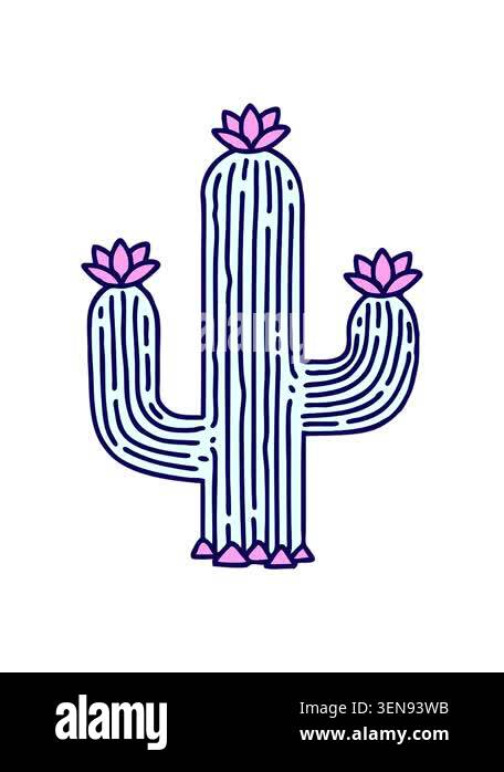 neon light effect animation of tattoo cactus Stock Video Footage - Alamy
