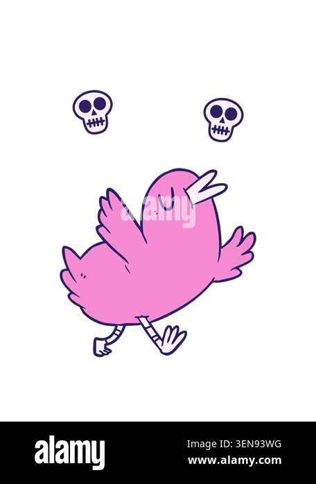 spinning skulls animation of cartoon happy bird image Stock Video ...