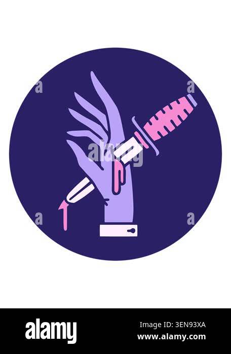 Vertical video showing stylized illustration of a hand with a knife ...