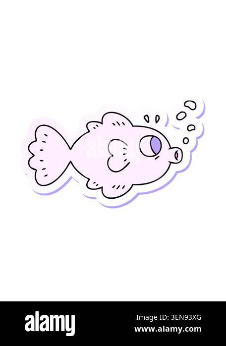 pressure popping animation of sticker of a quirky hand drawn cartoon ...