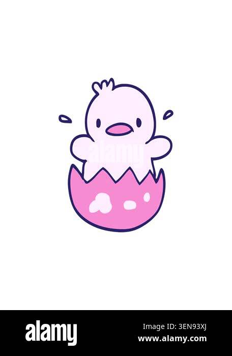 popping motion animation of cute cartoon doodle chick Stock Video ...