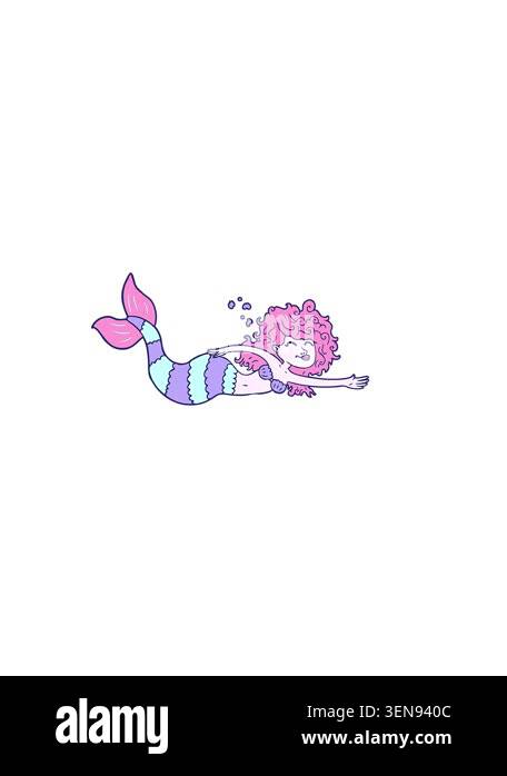 horizontally vibrating animation of mermaid cartoon element Stock Video ...