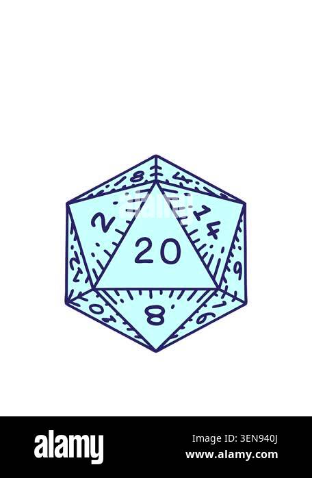stretching up animation of Retro Tattoo Style D20 dice roll Stock Video ...