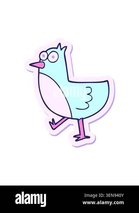 vibrating motion animation of sticker of a cartoon bird Stock Video ...