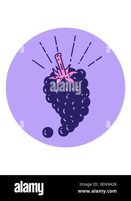 pixelize effect animation of icon of a tattoo style bunch of grapes ...