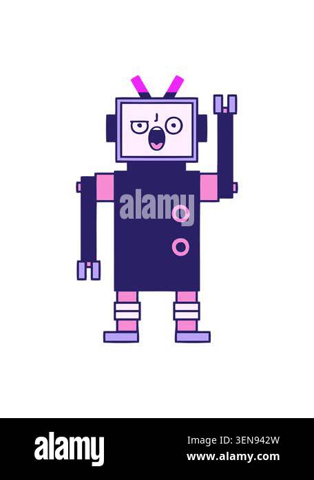 power up animation of cute cartoon of a angry robot Stock Video Footage ...