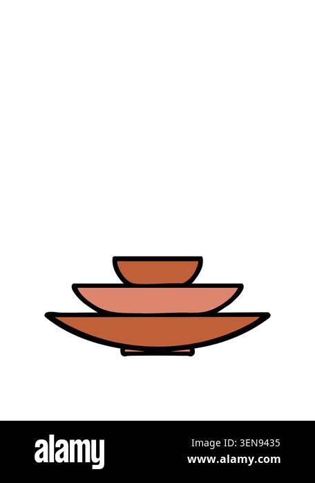 stretching up animation of stack of ceramic japanese plates Stock Video ...