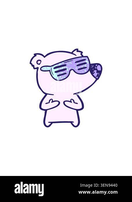 starburst effect animation of cartoon bear wearing sunglasses Stock ...