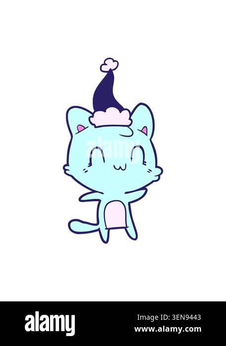 bobbing motion animation of hand drawn line drawing of a happy cat ...