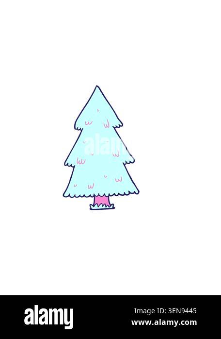 horizontally vibrating animation of cartoon christmas tree drawing ...
