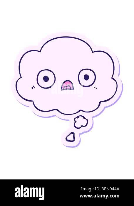 shivering motion animation of cute cartoon face with thought bubble as ...