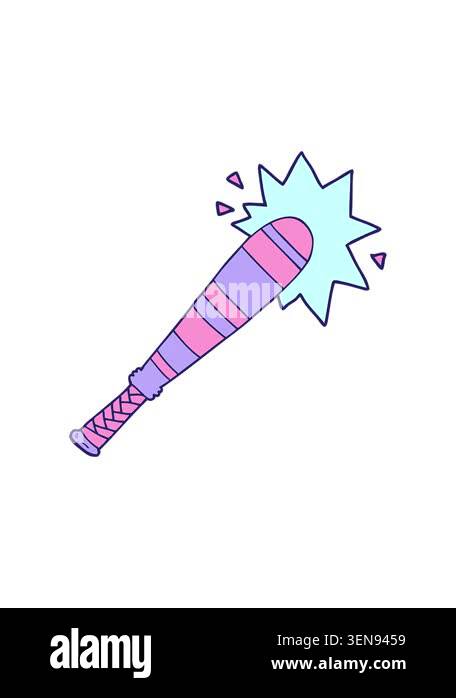 popping motion animation of cartoon baseball bat hitting Stock Video ...