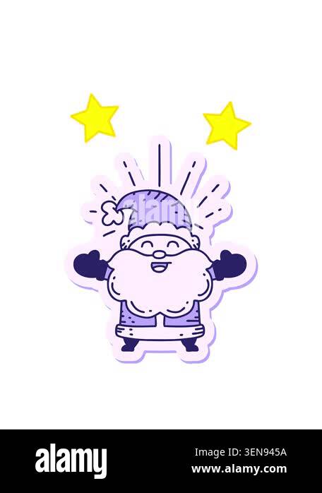 spinning stars animation of sticker of a tattoo style happy santa claus ...