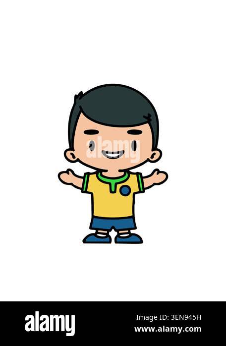 blinking radial lines animation of male brazilian soccer player in ...