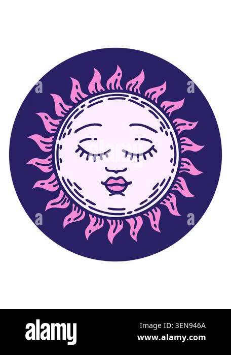 shaking motion animation of traditional style drawing of a sun Stock ...