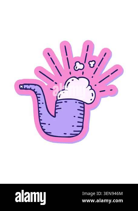 shivering motion animation of sticker of a tattoo style smoking pipe ...