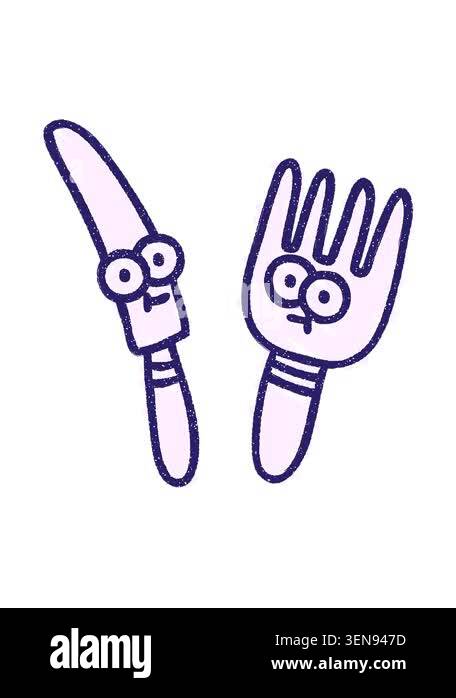bob and pause animation of Cutlery Chalk Drawing Stock Video Footage ...