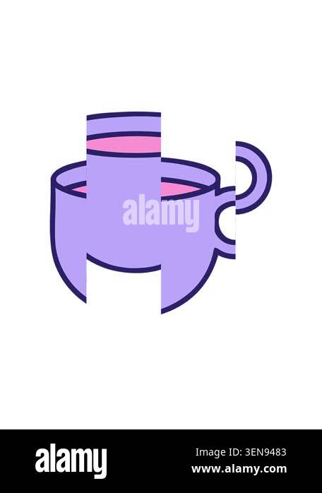 splitting motion animation of iconic tattoo style image of cup of ...