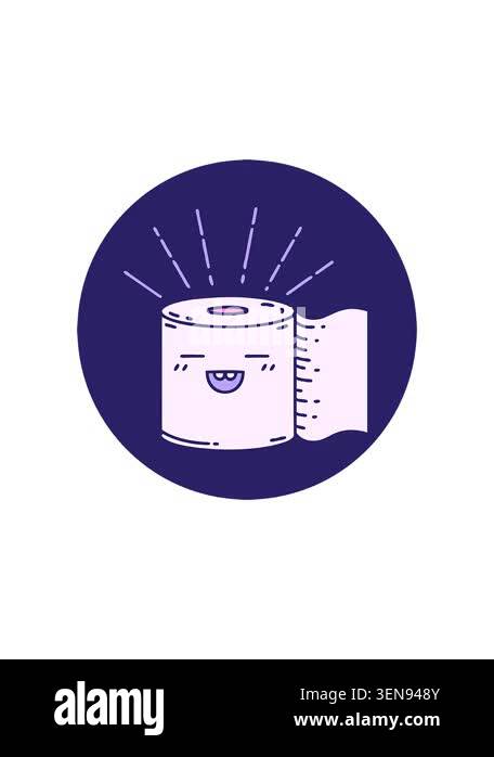 radioactive glowing animation of icon of a tattoo style toilet paper ...