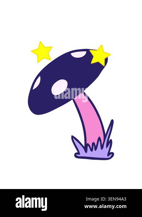 spinning stars animation of hand drawn cartoon doodle of a toad stool ...