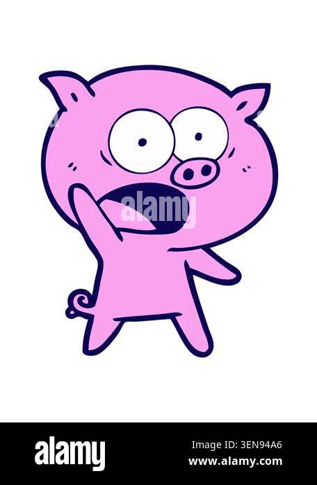 neon light effect animation of cartoon pig shouting Stock Video Footage ...
