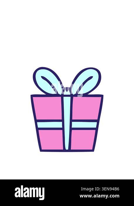 stretching up animation of a hand drawn quirky cartoon present Stock ...