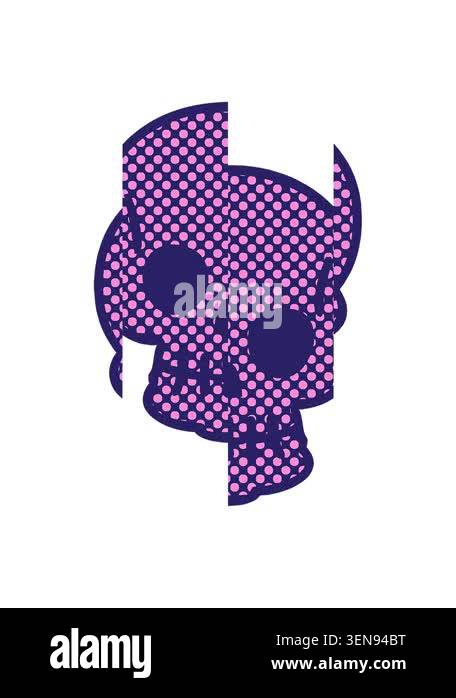 splitting motion animation of comic book style quirky cartoon skull ...