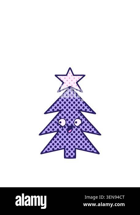 stretching up animation of comic book style cartoon of a christmas tree ...