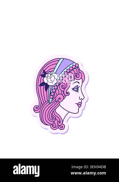 stretching up animation of sticker of tattoo in traditional style of a ...