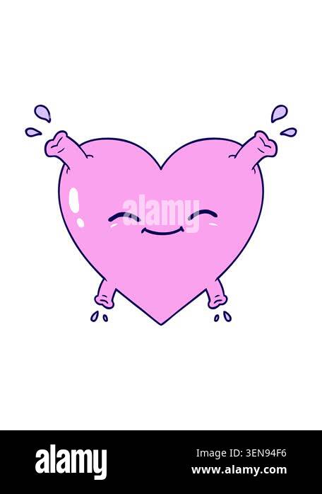 neon light effect animation of cartoon happy heart Stock Video Footage ...