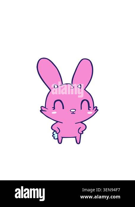 bobbing motion animation of doodle cartoon of a rabbit Stock Video ...