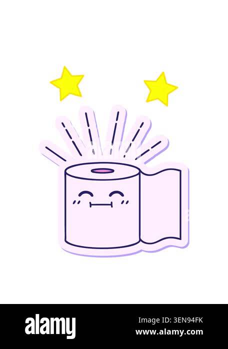 spinning stars animation of sticker of a tattoo style toilet paper ...