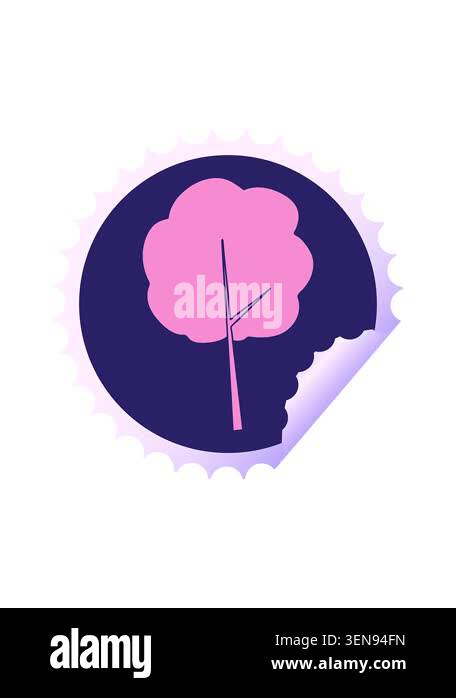 attention grabbing animation of circular peeling sticker quirky cartoon ...