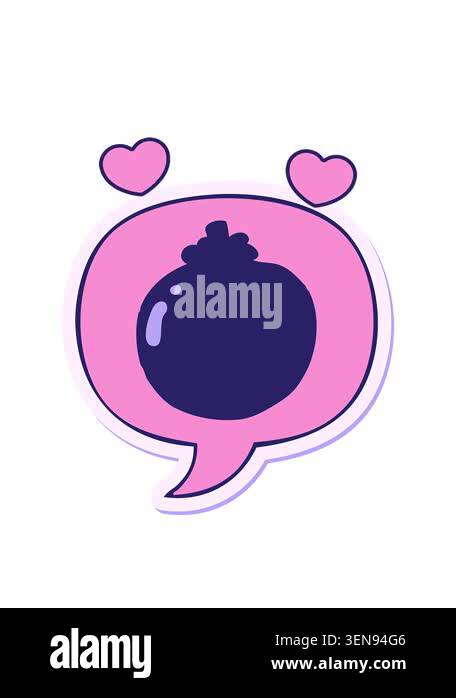 spinning hearts animation of cartoon tomato with speech bubble sticker ...
