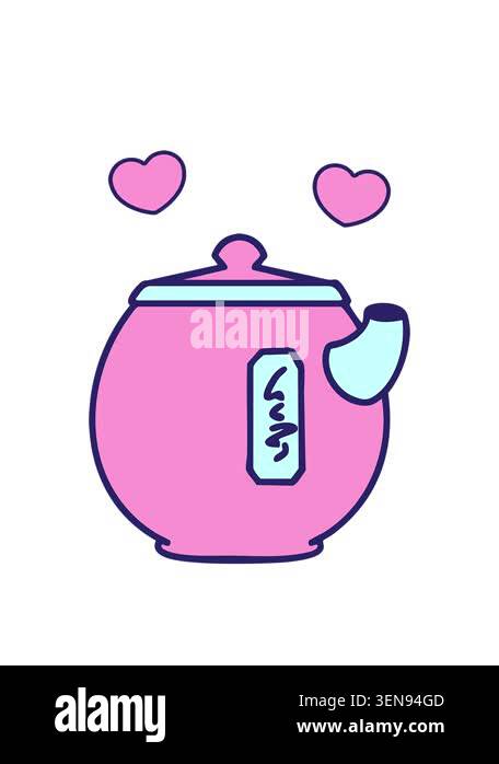 spinning hearts animation of a traditional japan tea pot design Stock ...