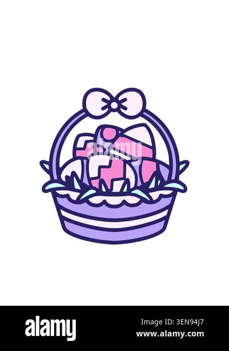 blinking radial lines animation of easter basket cartoon Stock Video ...