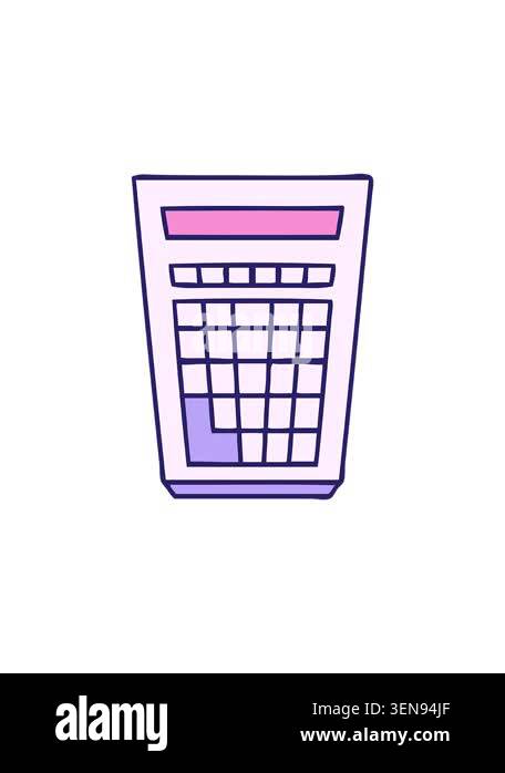 radioactive glowing animation of hand drawn quirky cartoon calculator ...